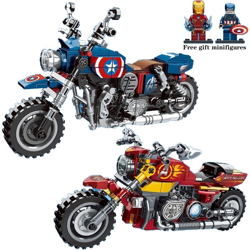 Compatible with lego Marvel Avengers Captain America Ironman motorcycle ...