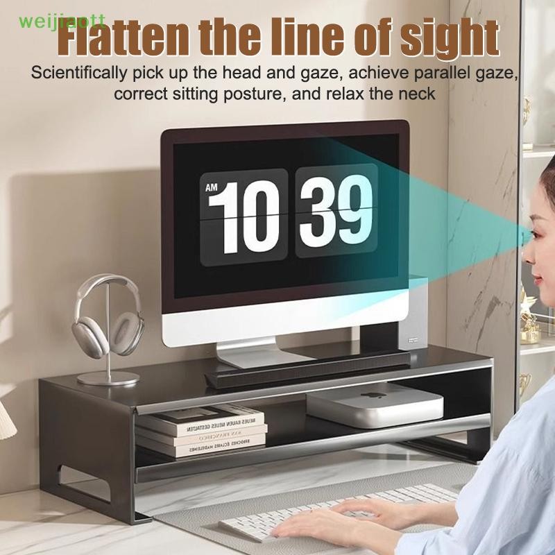 weijiaott Dual Deck PC Screen Stand Bracket Riser Shelf Computer ...