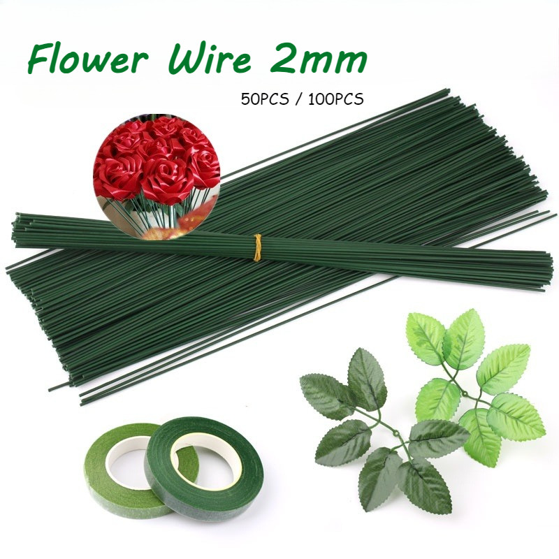 50/100PCS Artificial Dark Green Flower Stem 30/40CM DIY Floral Material ...