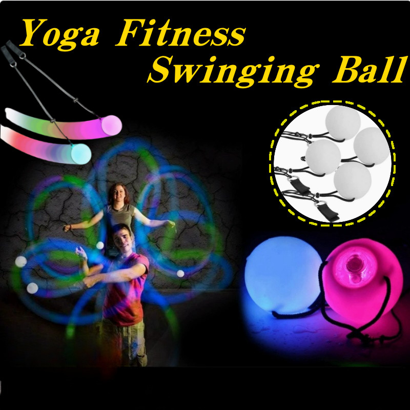 Poi Balls LED Glow Toy Hand Throwing Light up Yoga Ball Rainbow High ...