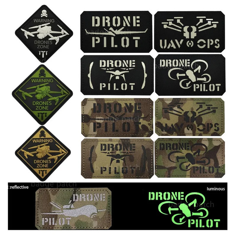 DRONE PILOT Drone Glow-In-The-Dark Magic Sticker Badge Infrared ...