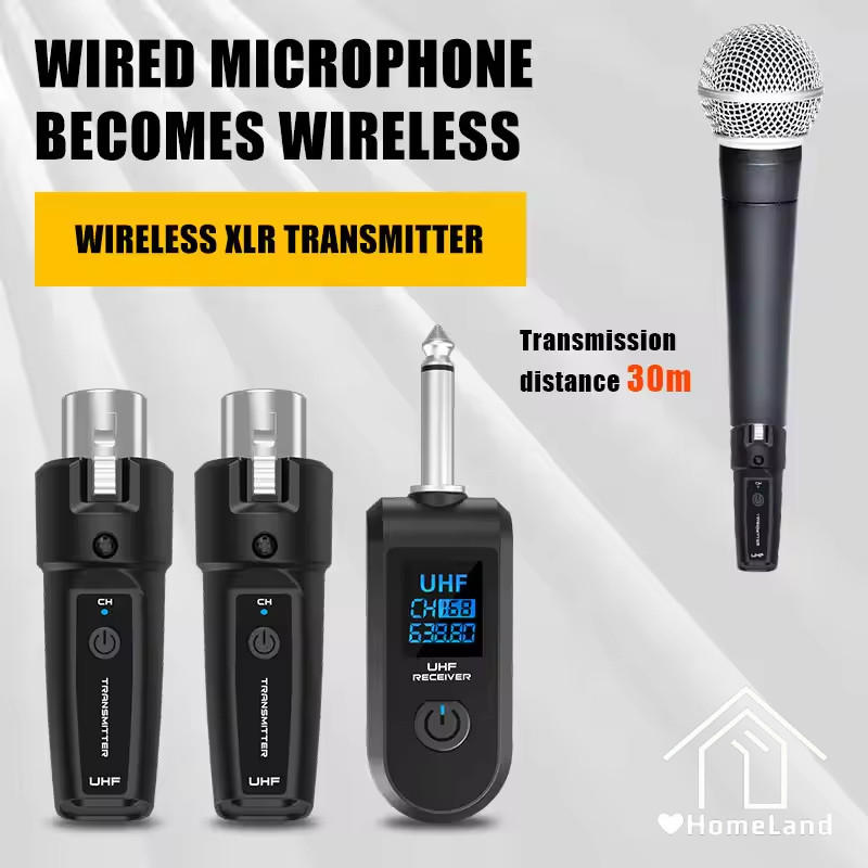Wireless Microphone System XLR Mic Converter Adapter Condenser Dynamic ...