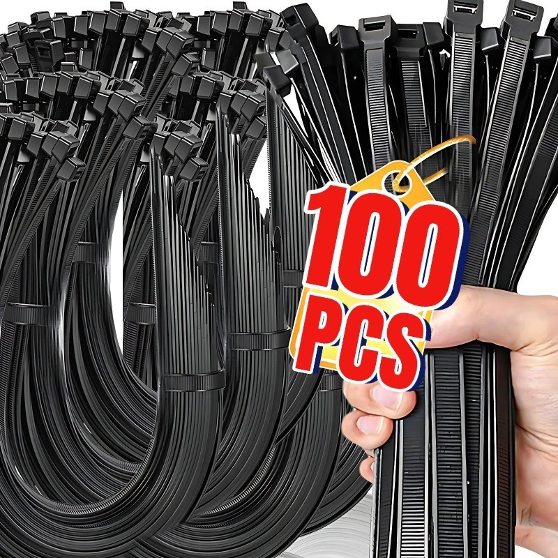 100Pcs Nylon Cable Ties Adjustable Self Locking Cord Ties Straps Reusable Fastening Loop Plastic ...