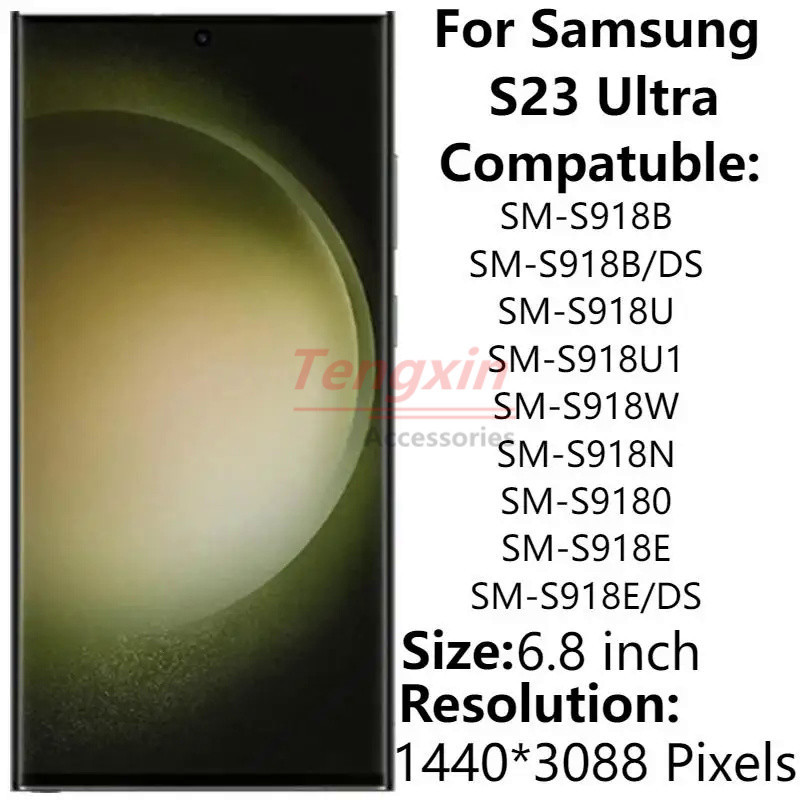 High Quality AMOLED 6.8'' For Samsung S23 Ultra SM-S918E S918B S918U ...