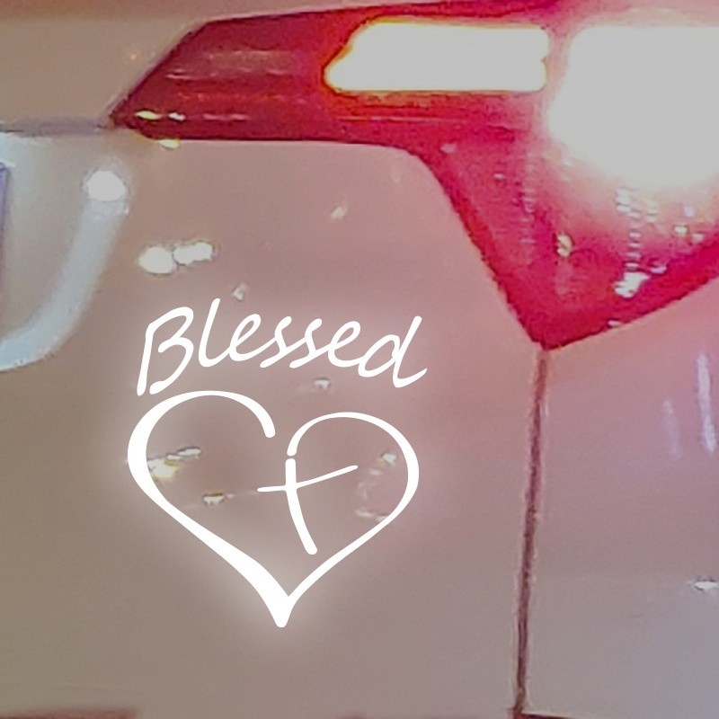 Blessed Heart and Cross Sticker Design Religious Christian Vinyl Decals ...