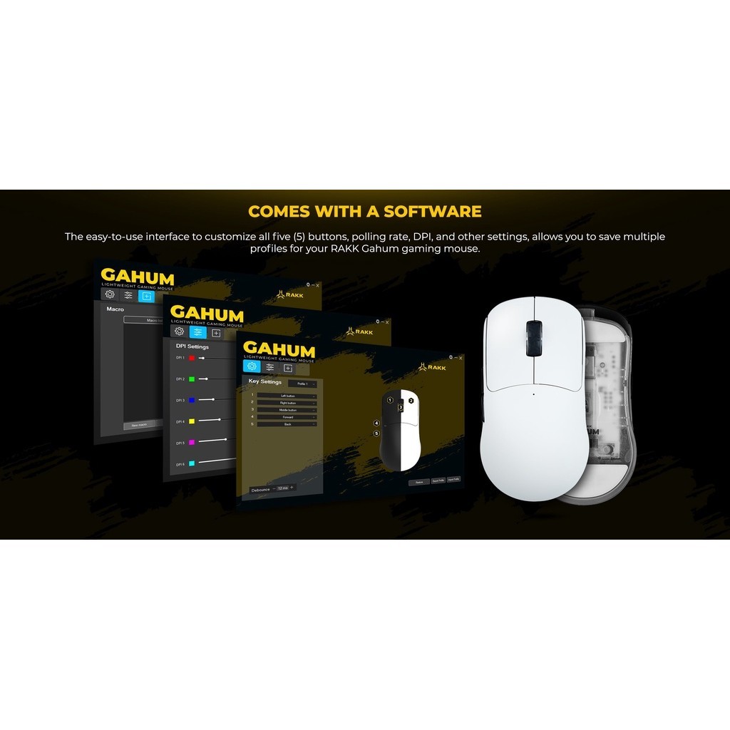 Rakk Gahum PAW 3395 wireless gaming mouse| Trimode| Black, White and ...