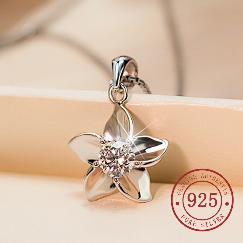 Women's New Su Xin Flowers Simple All-Match S925 Silver Pendant Clavicle Chain | Shopee Philippines