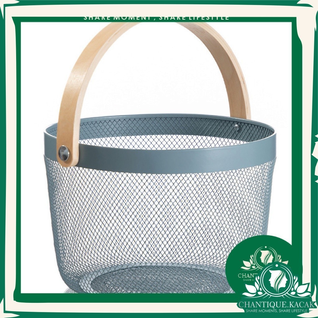 CK Open Mesh Wire Design Organizing Storage Basket Round Shape Bakul ...