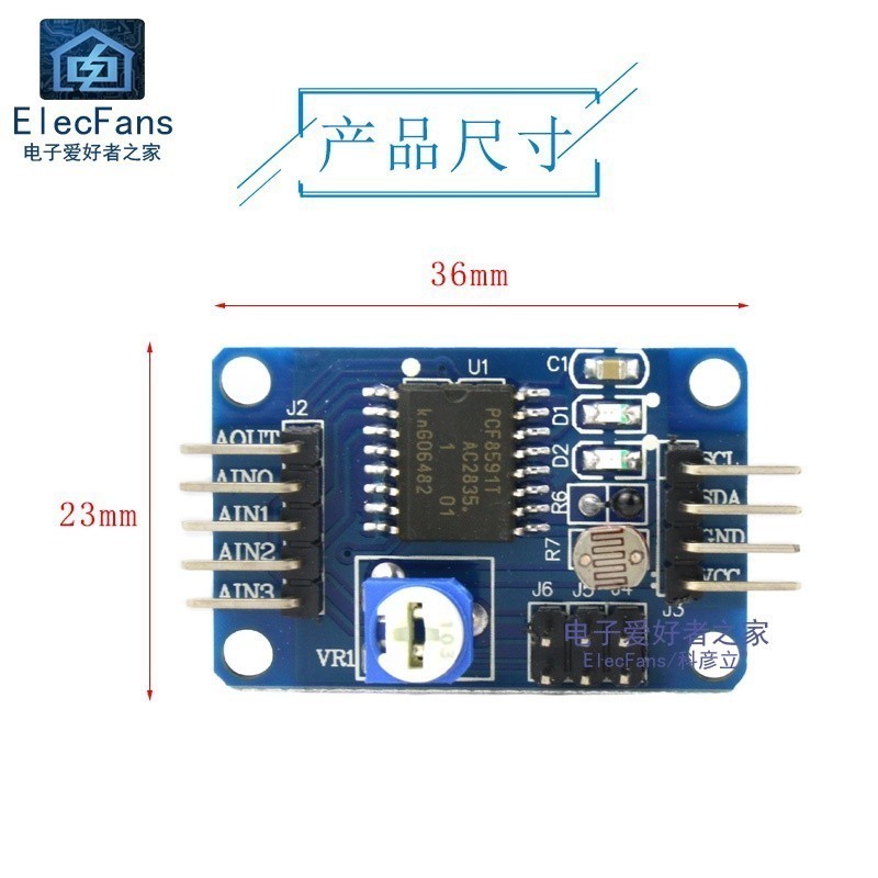 ☀PCF8591 chip analog-to-digital/digital-to-analog converter module AD ...