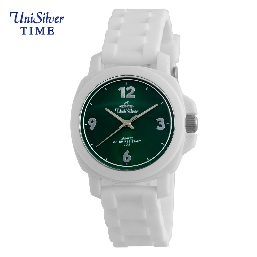 UniSilver TIME Women's White / Green Analog Rubber watch KW4904-2003 ...