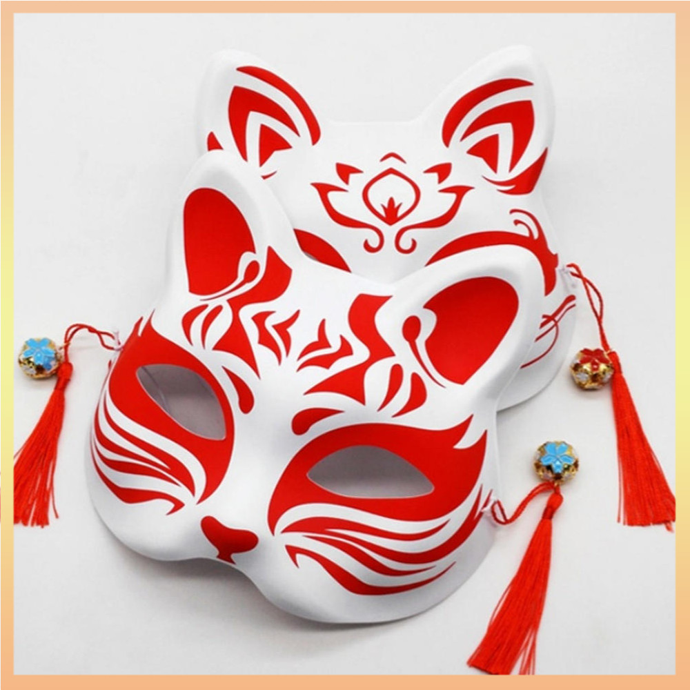 Little Fox Half Face Mask Women's Retro DIY Japanese Cosplay Cute Cat ...