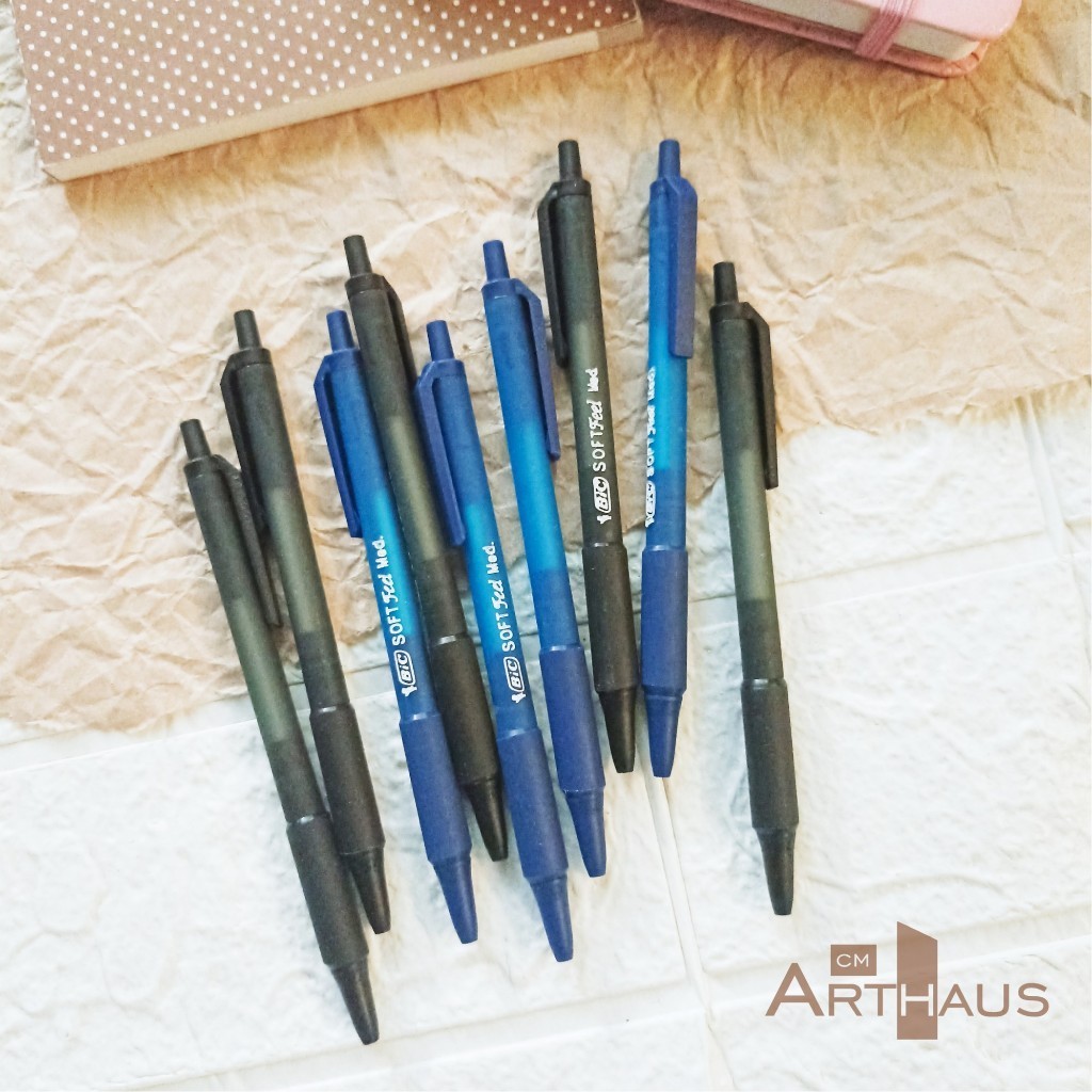 3pcs BIC Soft Feel Retractable Ballpoint Pen - Black Blue I Medium ...