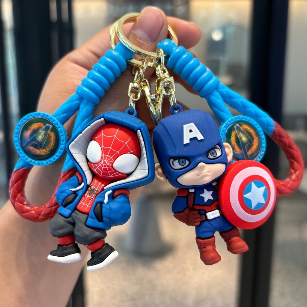Marvel Series Superhero Keychain Cartoon Spiderman Doll Pendant Small ...