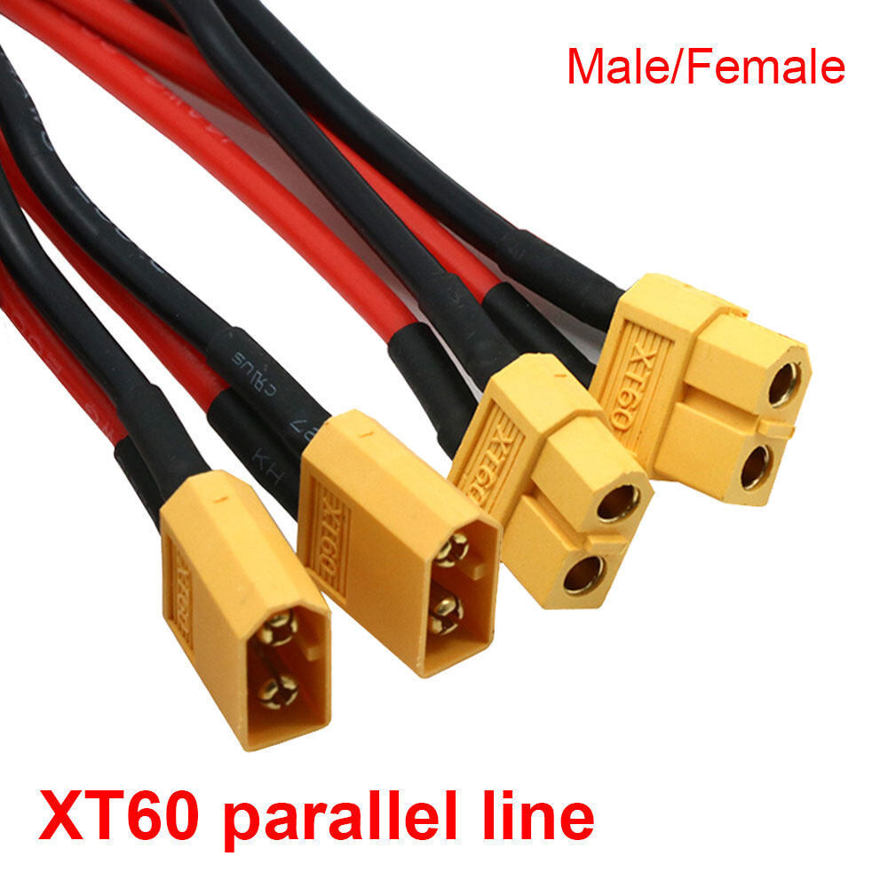 XT60 Connector Male&Female Plug with 14AWG Silicone Wire Dual Extension 3-Way Parallel Battery ...