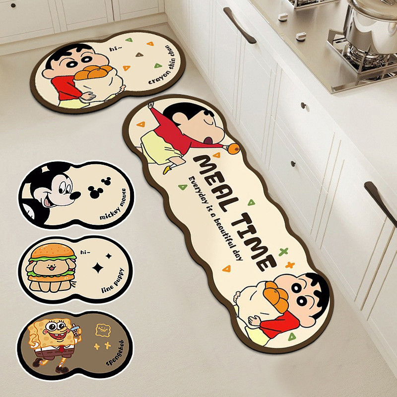 Crayon Shin-Chan Floor Mat Cute SpongeBob Kitchen Anti-slip Pad Home ...