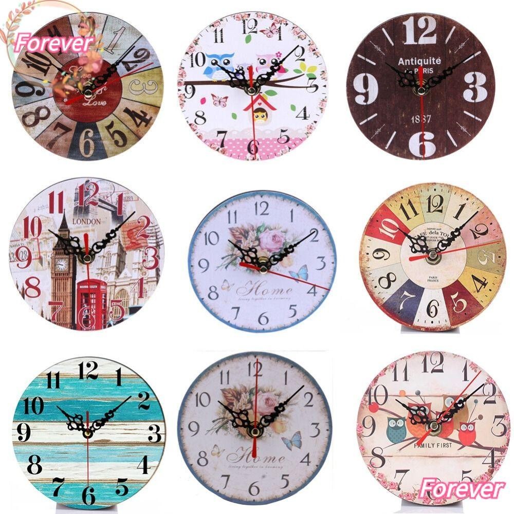 FOREVER Clock, Round Shape Home Decoration Wall Clock, Vintage Wooden ...