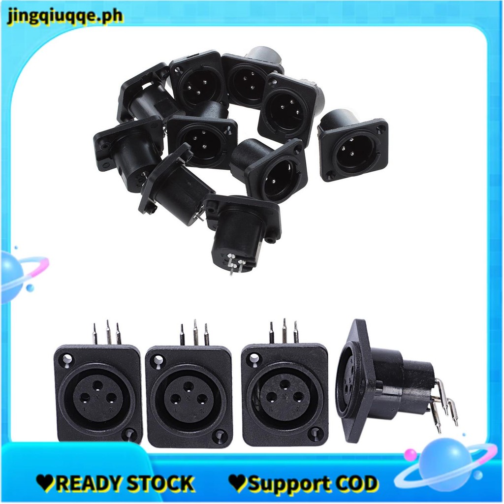 20 Pcs Black XLR Connector: 10 Pcs Male Plug Straight Terminal Panel ...