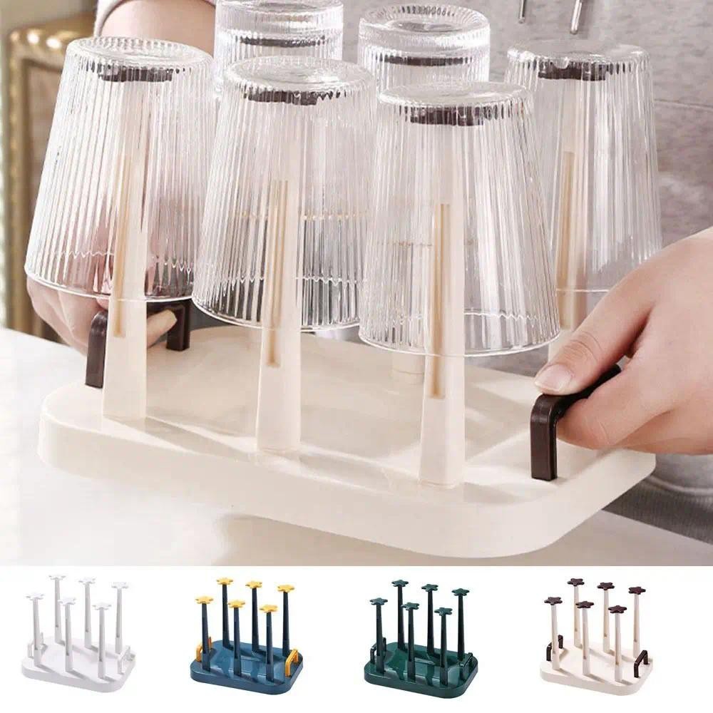 Plastic Cup Drying Rack Upside-Down Large Capacity Glass Cup Storage ...