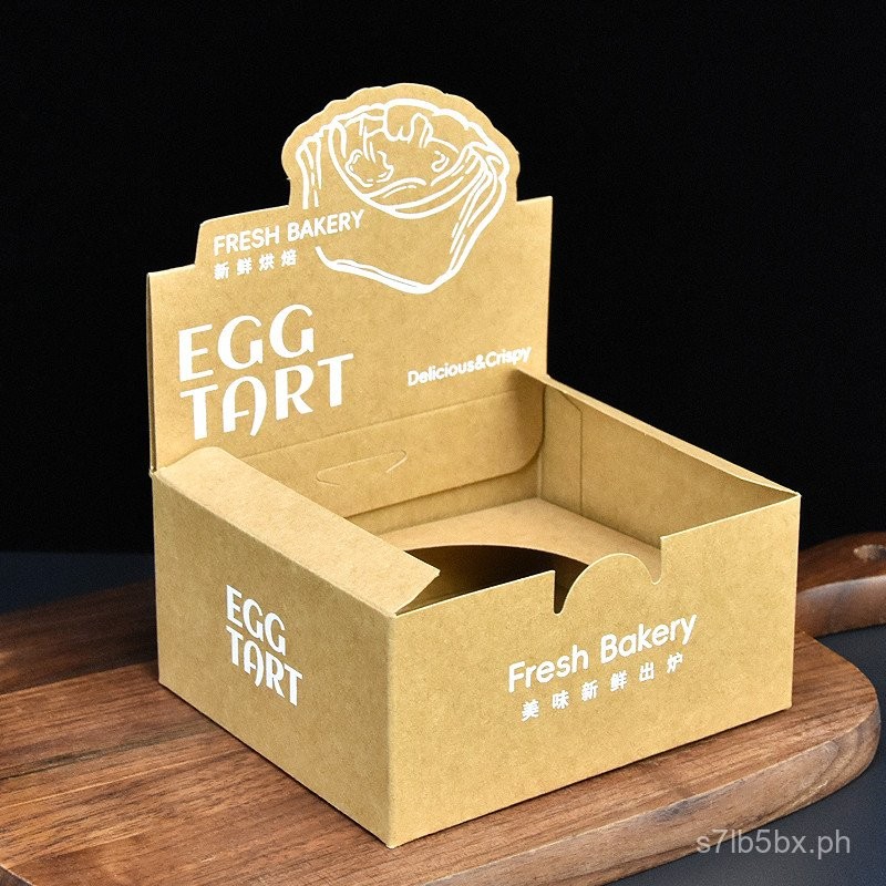 Portuguese Egg Tart Kraft Paper Packaging Box Caramel Flower Sunflower ...