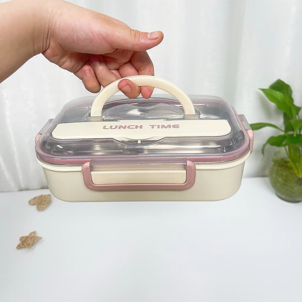 Lunch Box 3 Dividers Lunch Time with Handle Free Spoon Jumbo Lunch Box ...