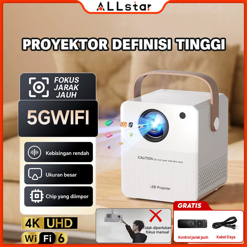 Android Projector TV 6000 Lumen 4K HD Bluetooth Smart Projector Android ...