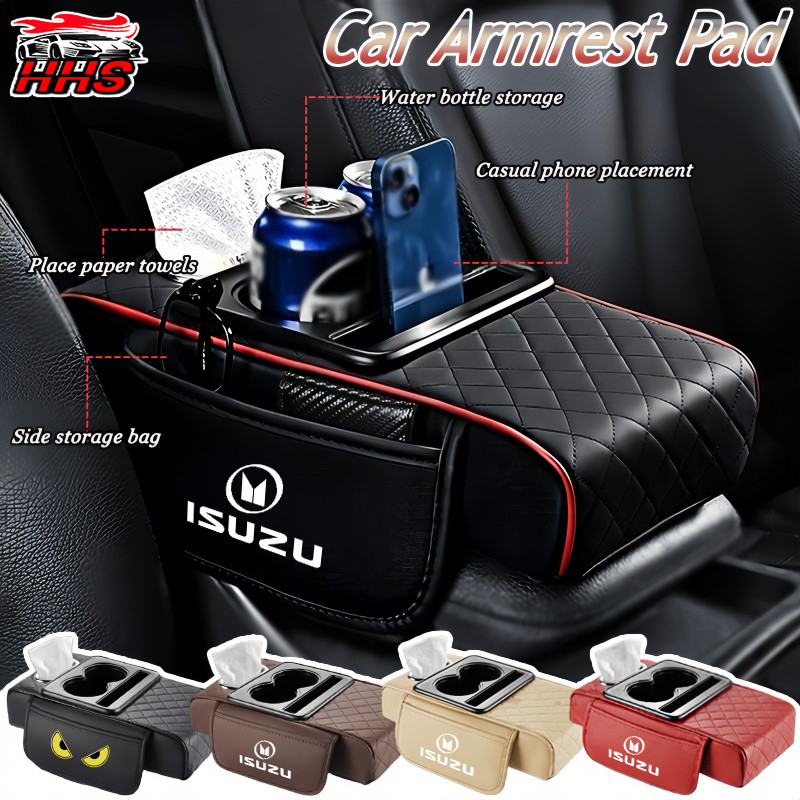 ISUZU 4 In 1 Car Armrest Storage Organizer With Cup Holder And Tissue ...