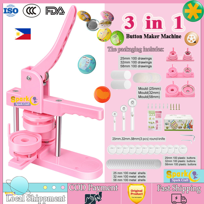 ⚡️Local Delivery⚡️ Push-Pull Button Badge Maker Machine, DIY Pin Button ...