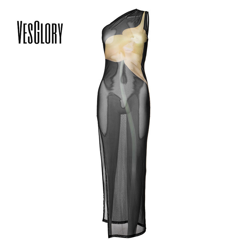 VesGlory Women Asymmetrical Shoulder Dress 2024 New Fashion Perspective ...
