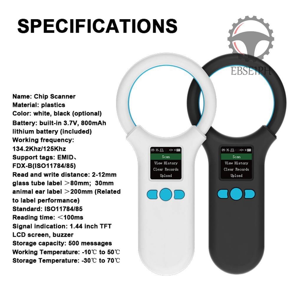 Ebsrph Handheld Portable Animal Chip Scanner 1.4inch TFT LCD Display ...