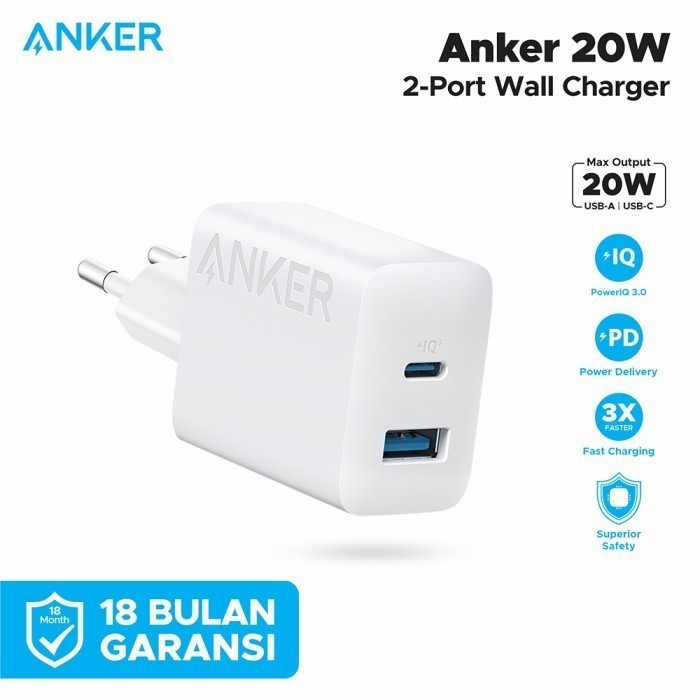 Anker Powerport Charger 20W Dual Port usb Type c A2348 carger usb a & c ...