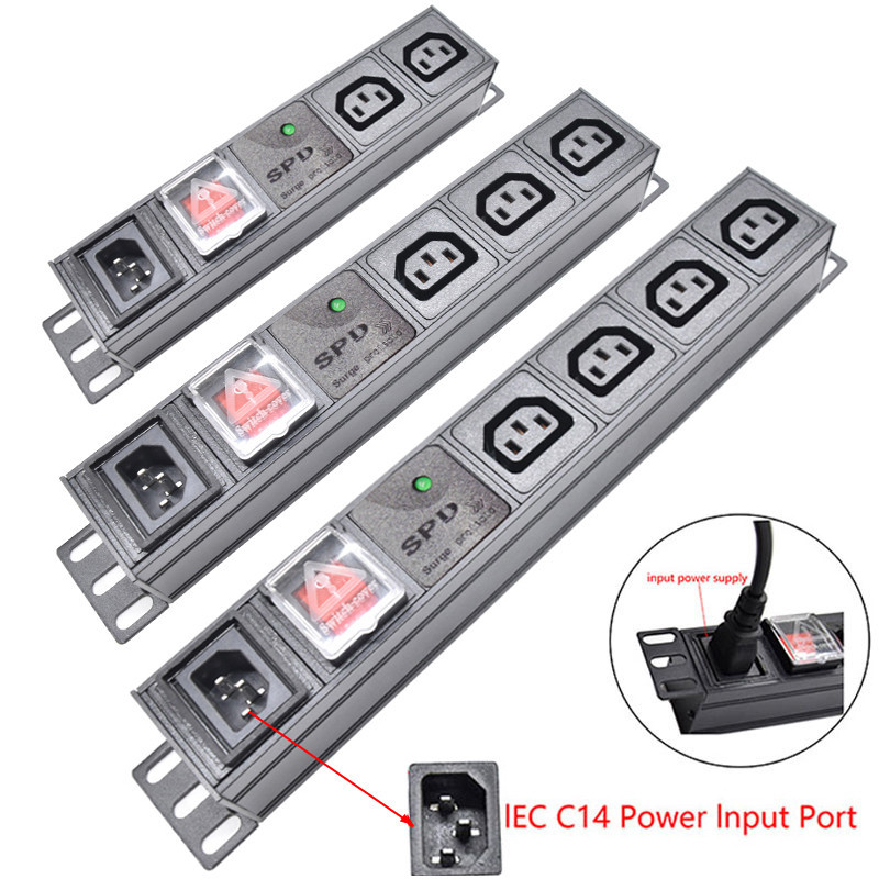 PDU power distribution unit iec C14 interface Surge protection 2-13Ways C13 Outlets Socket ...