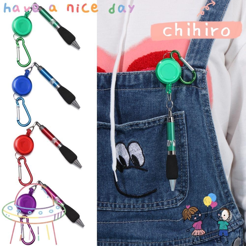 CHIHIRO1 Ballpoint Pen Key Chain Metal Ring Lanyard Retractable ...