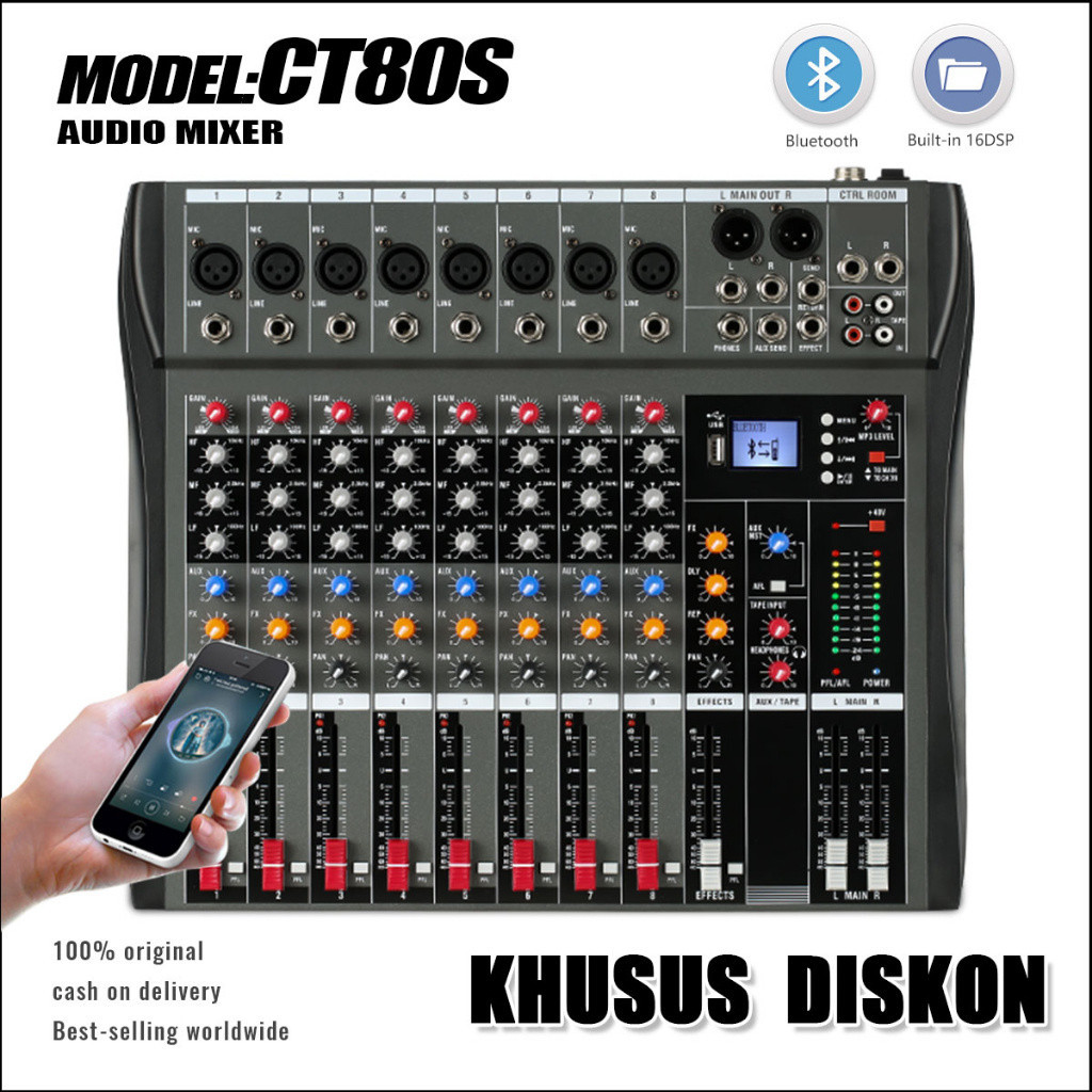 Original ct80s audio mixer 8 Channel stage performance KTV vocal echo ...
