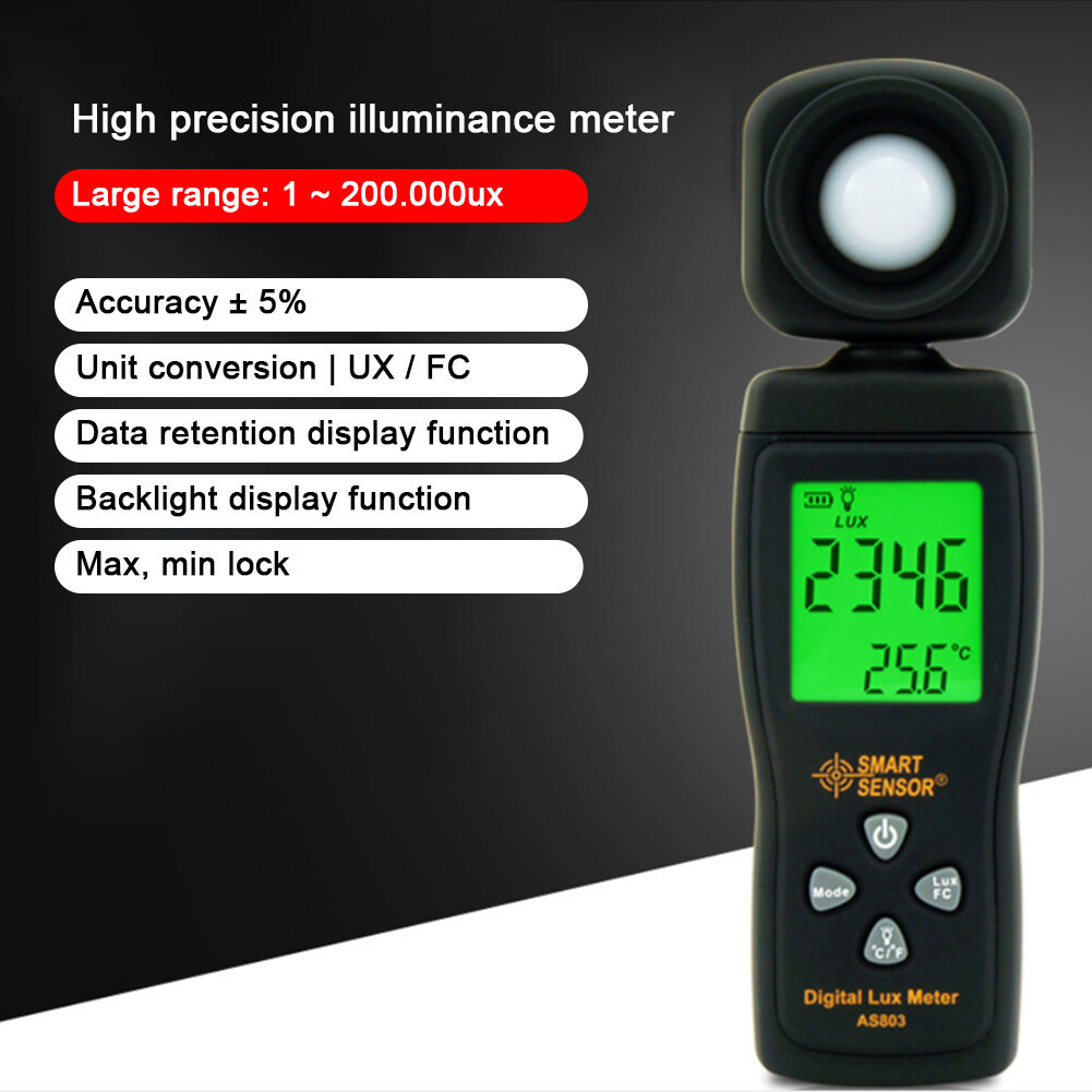 AS803 Luxmeter Digital Light Meter Lux Meter Photometer uv Meter UV Radiometer LCD Illuminometer ...