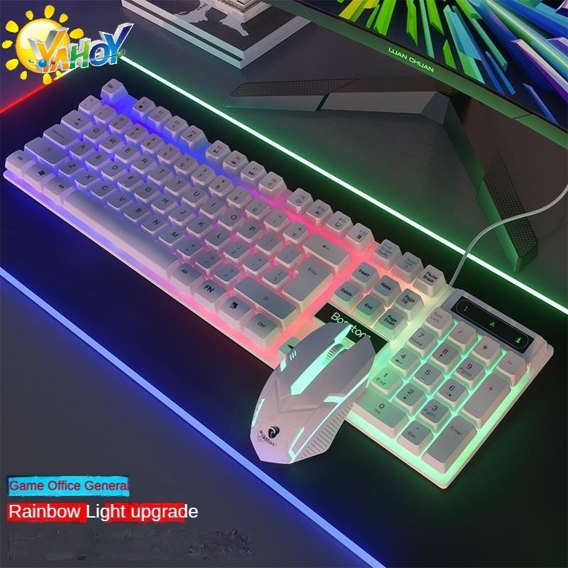 Wired keyboard and mouse combination color button mouse office gaming ...