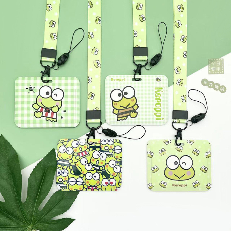 Back To School Keroppi Anime Card Holder Retractable Lanyard Access ...