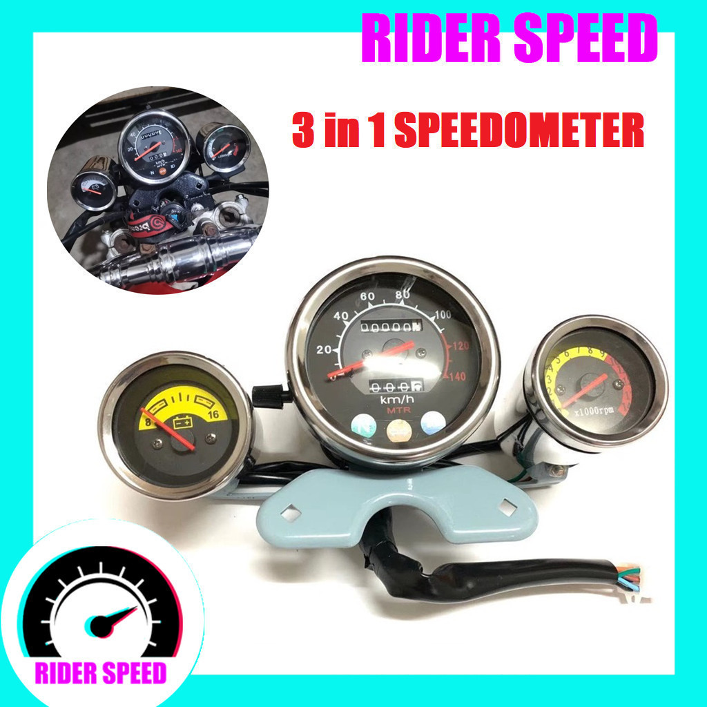 3 in 1 BIG SPEEDOMETER GAUGE UNIVERSAL MOTORCYCLE COD [RIDER SPEED ...