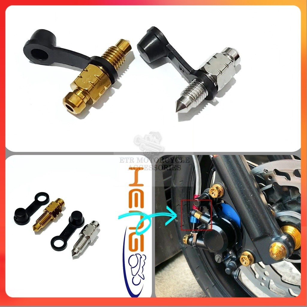 Heng Gold/Silver Motorcycle Brake Caliper Bleeder bolts - Fits Various ...