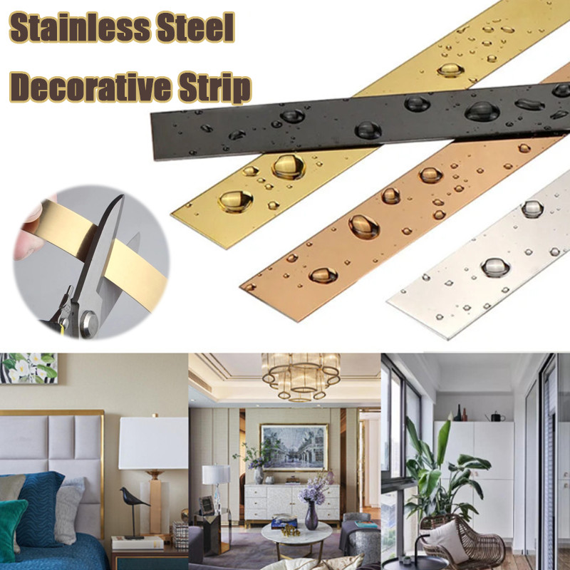 304Stainless Steel Gold Flat Strip Decorative Metal Corner Trim Profile ...