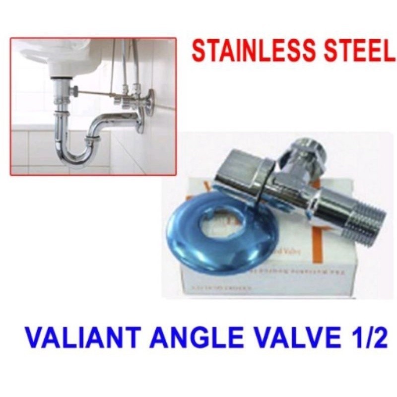 VALIANT ANGLE VALVE ALL SIZES & COLORS CHROME PLATED WATER CLOSET VALVE ...