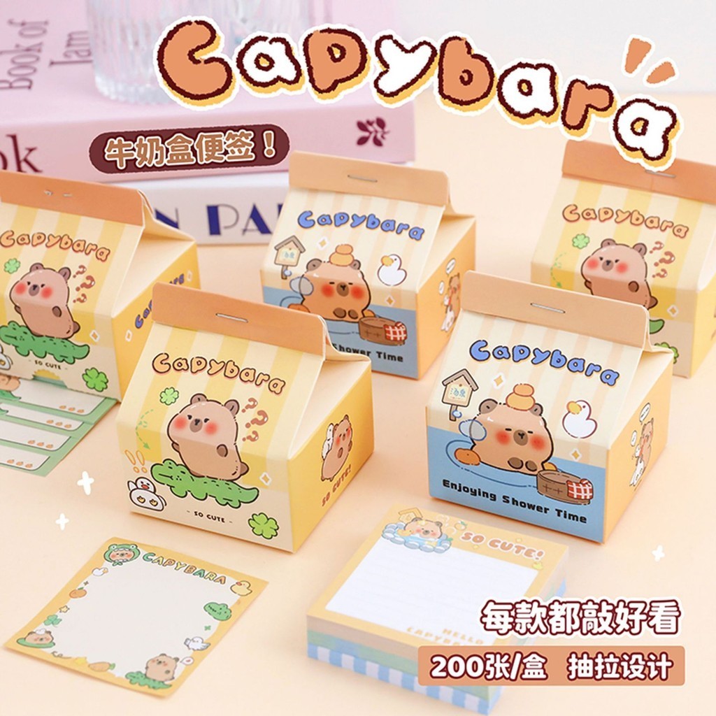 [Ready Stock] Kapibara Notepad Cute Milk Carton Message Sticker Note ...