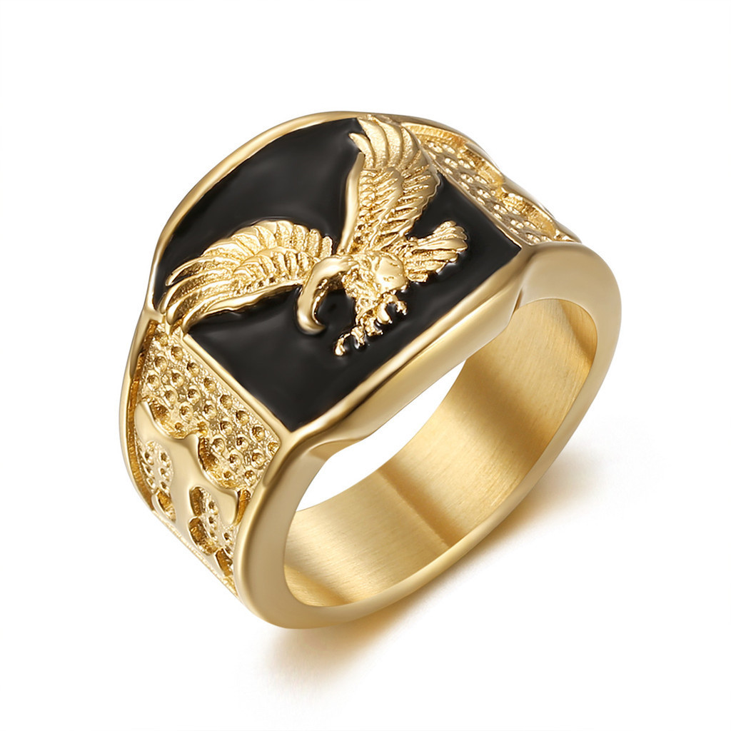 Men's Ring Gold Hip Hop Eagle Spread Wings Flying Hip Hop Jewellery ...