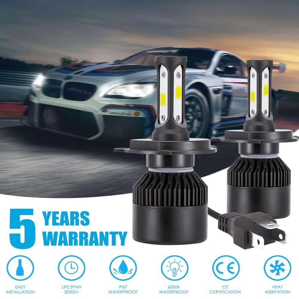 S2/H7 Waterproof 6500K Car Driving LED Headlight High Low Bulb Turbo ...