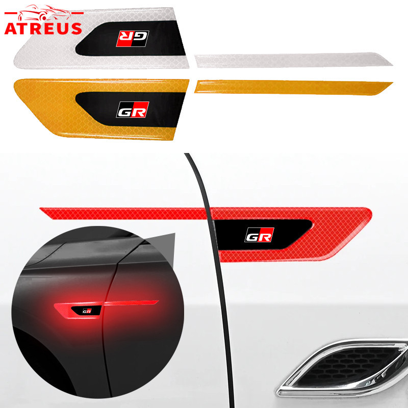 2Pcs Toyota GR Car Fender Reflective Sticker Safety Warning Decorative ...