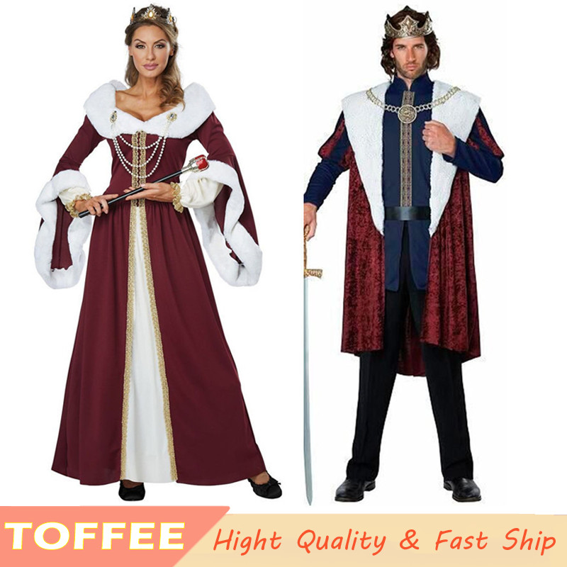 Traditional Loyal Classic Red King Queen Cosplay Costume For Adult ...