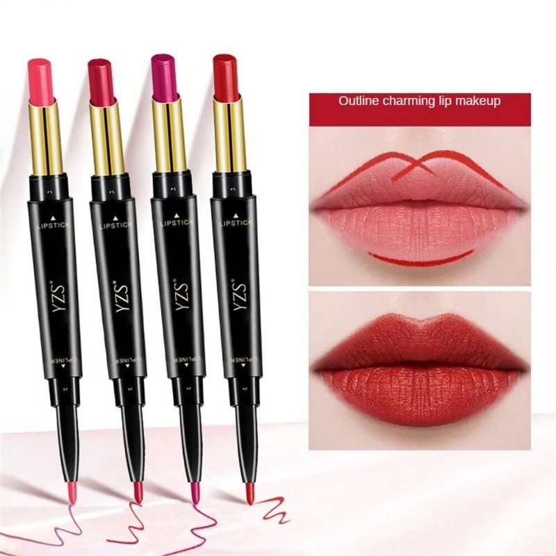 2 In 1 Double Head Lipstick Lip Liner Pencil Pigment High Pigmented ...
