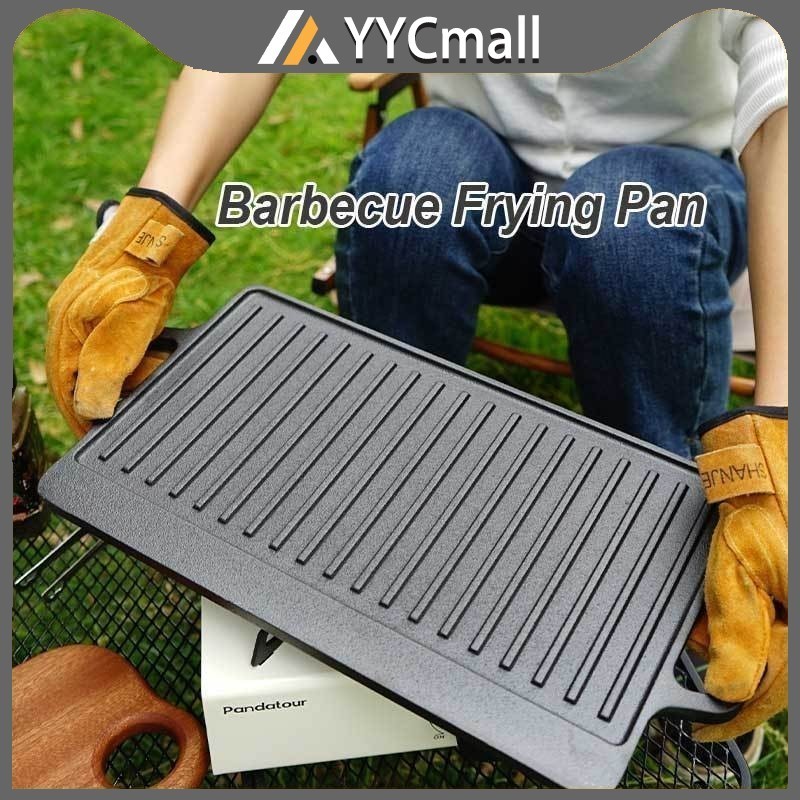 Cast Iron Double Sided Griller Non-Stick Reversible Grill Pan For ...