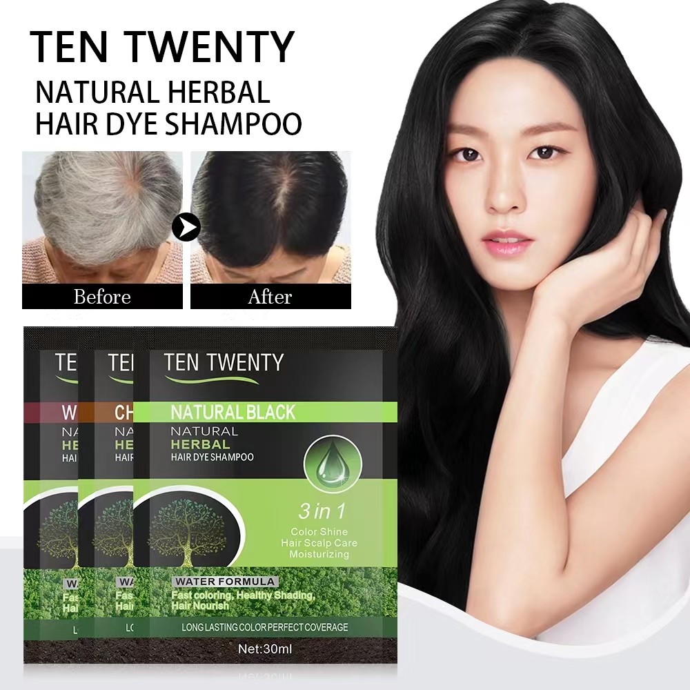 TEN TWENTY Herbal Hair Color Treatment Shampoo Instant Natural Long ...