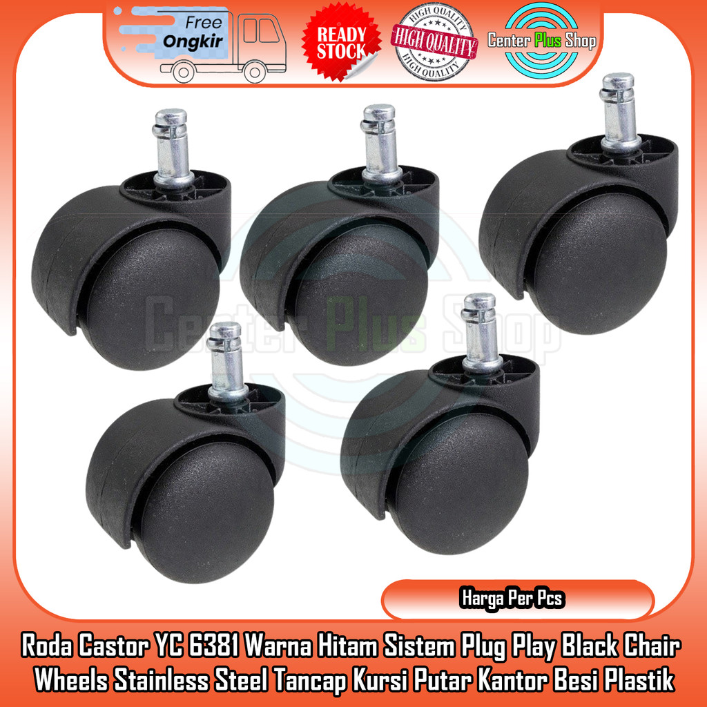 YC 6381 Castor Wheels Black Castor System Plug Play Black Chair Wheels ...