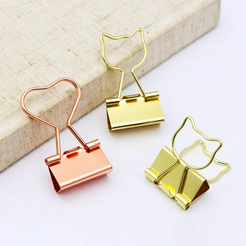 Hollow Metal Binder Clips Kawaii Cats Love Heart Star Shape Paper Clips ...